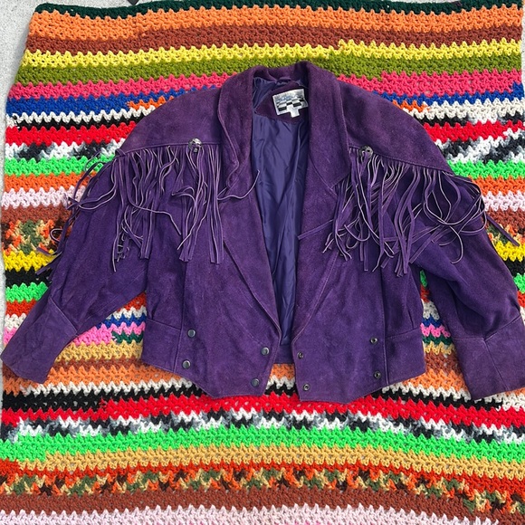 yearbook | Jackets & Coats | Vintage 9s Womens Purple Suede Leather ...